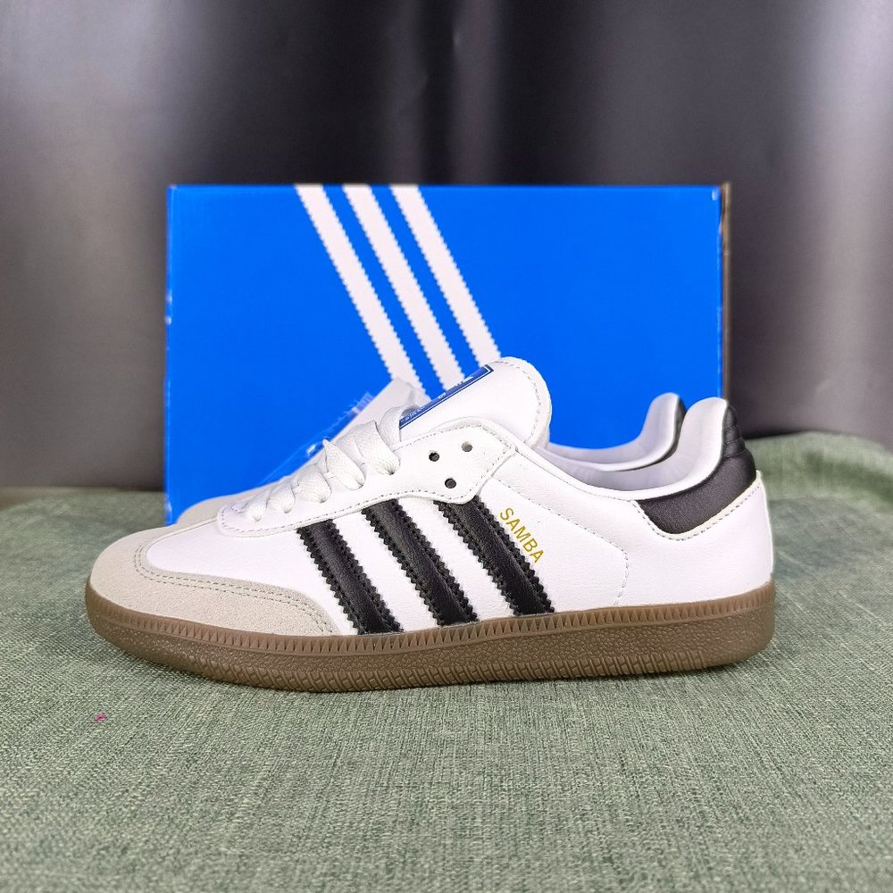 Adidas Samba Og Leather Retro Sneakers White Black Ne… - Gem